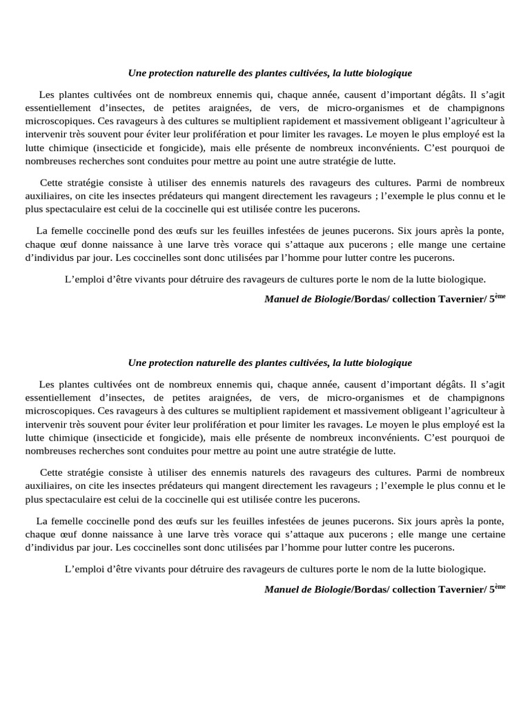 Lutte biologique : protection des cultures | PDF | Lutte biologique ...