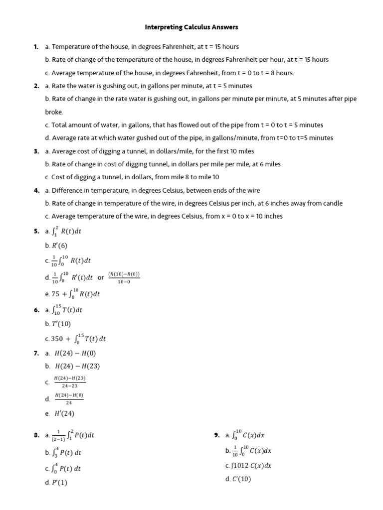 Interpreting Calculus Answers | PDF