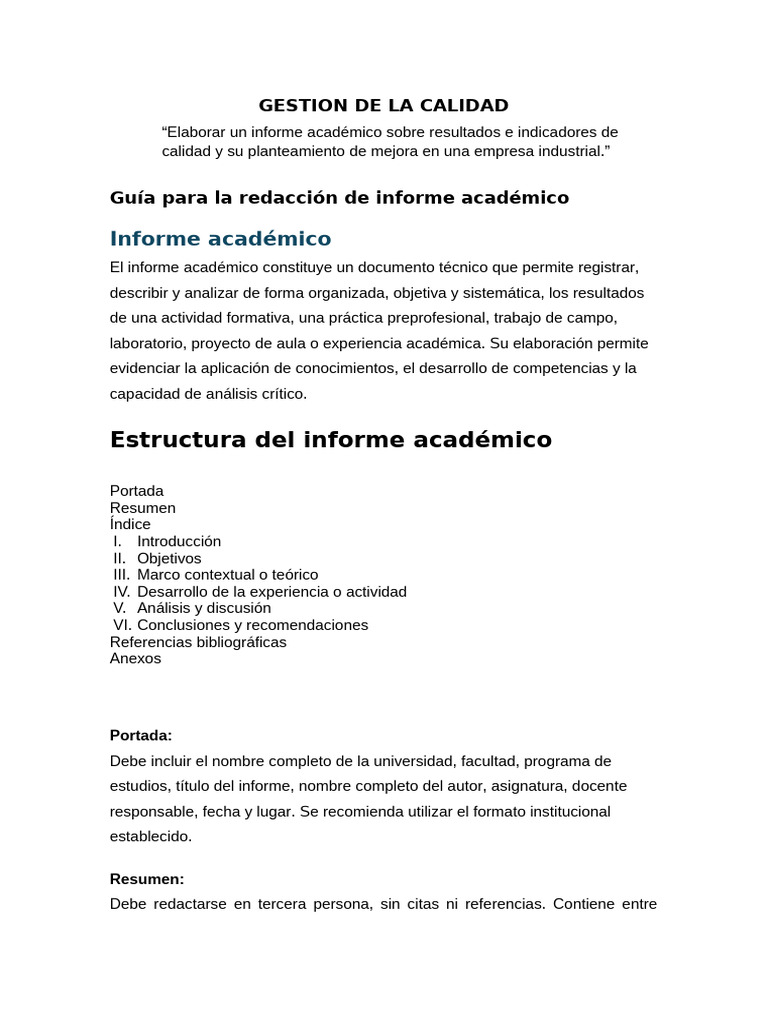 Estructura de un Informe Académico | PDF | Publicación Académica