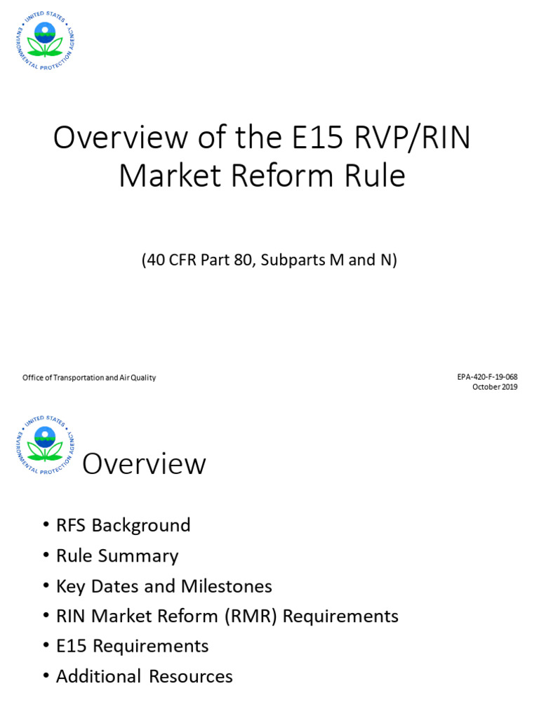 Overview E15 Program On Renewable Fuel | PDF | Renewable Fuels | Biodiesel