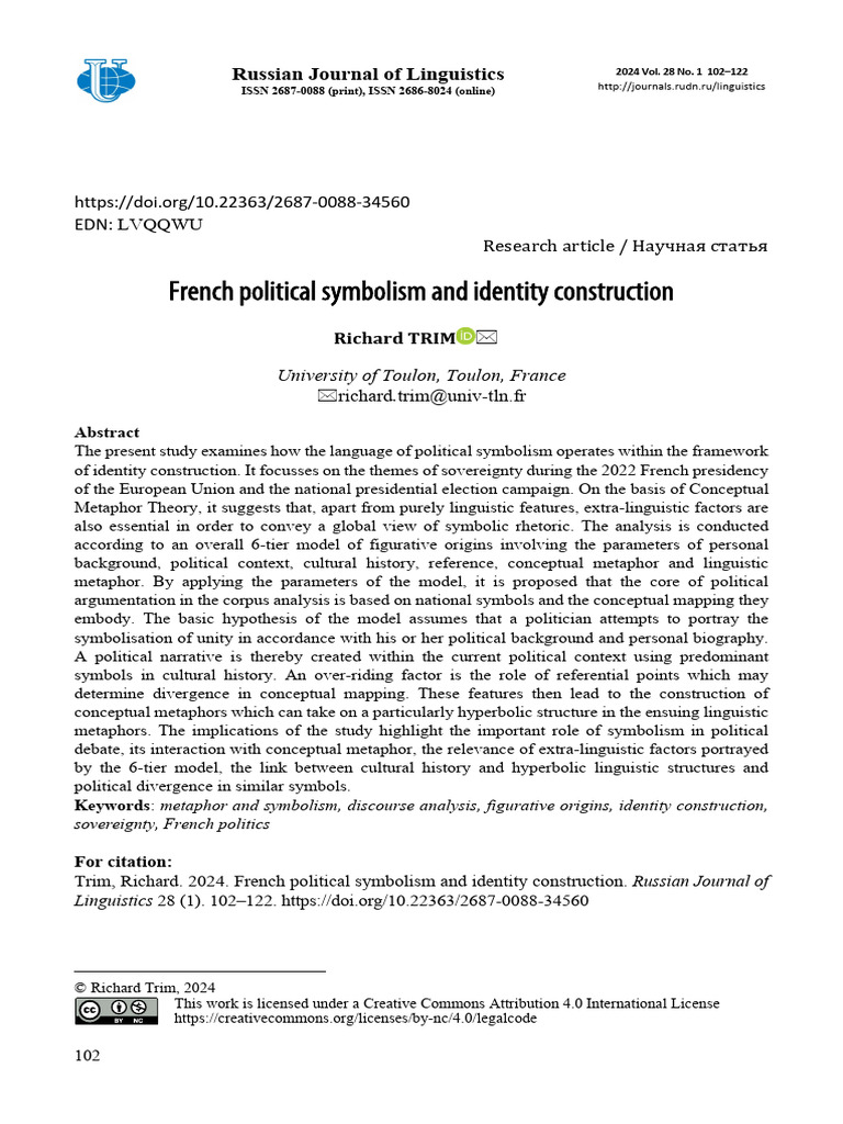 French Political Symbolism and Identity Construction | PDF | Metaphor ...