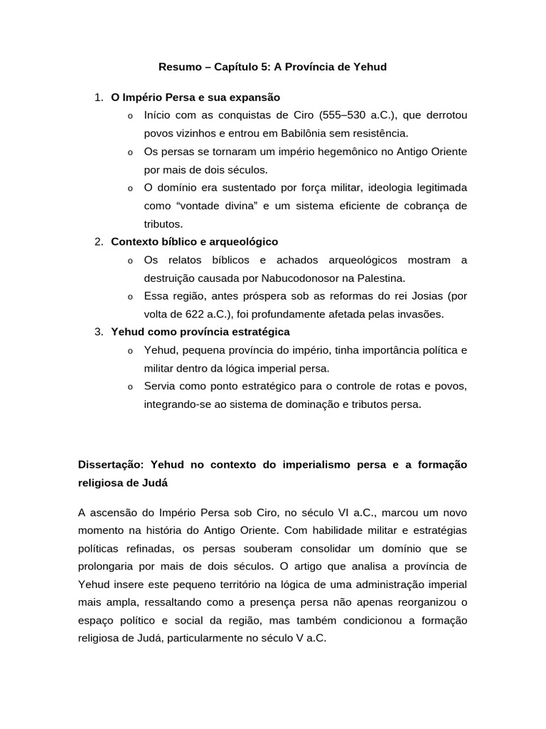 Yehud: A Província Persa e sua Influência | PDF | Império Aquemênida ...