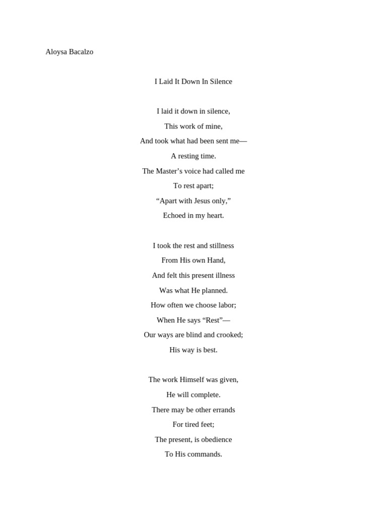 I Laid It Down in Silence | PDF