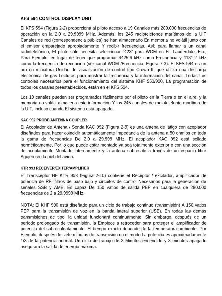 KFS 594: Unidad de Control y Operación | PDF | Micrófono | Hertz