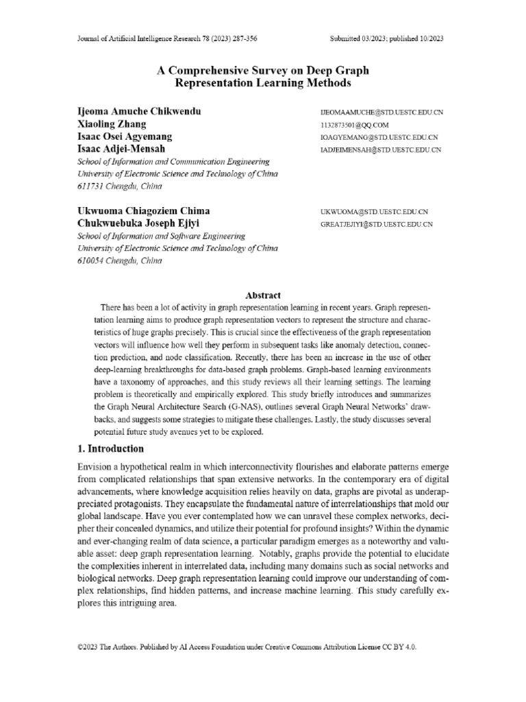 A Comprehensive Survey On Deep Graph Representation Learning Methods | PDF