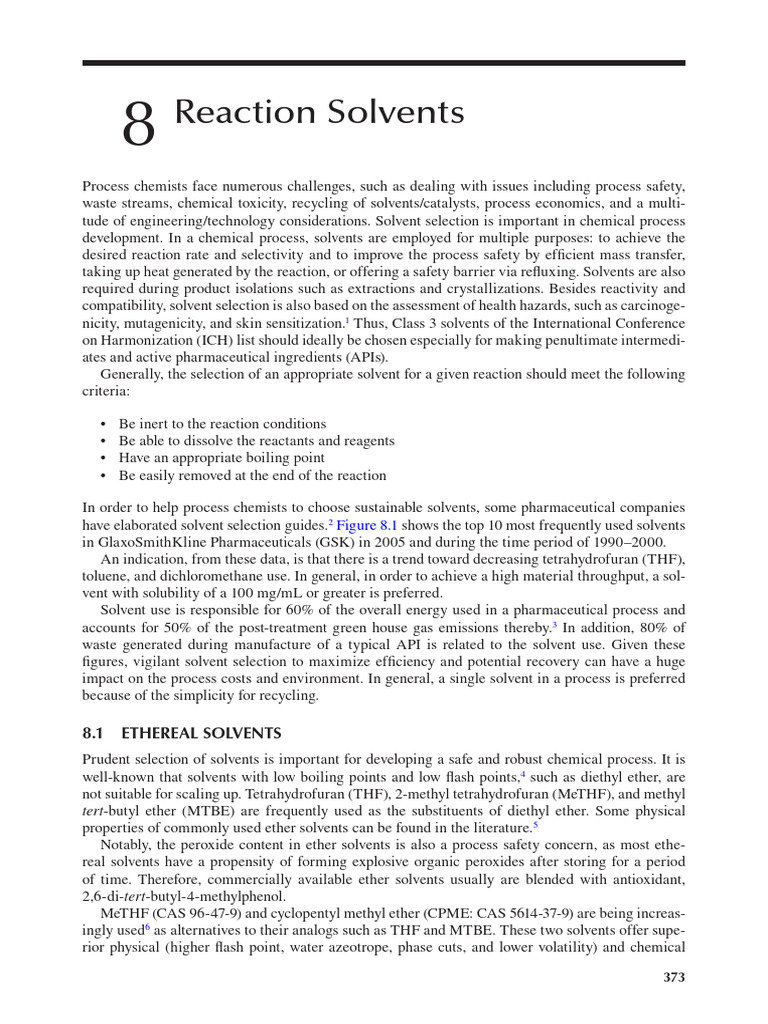 Reaction Solvents | PDF | Solvent | Ether