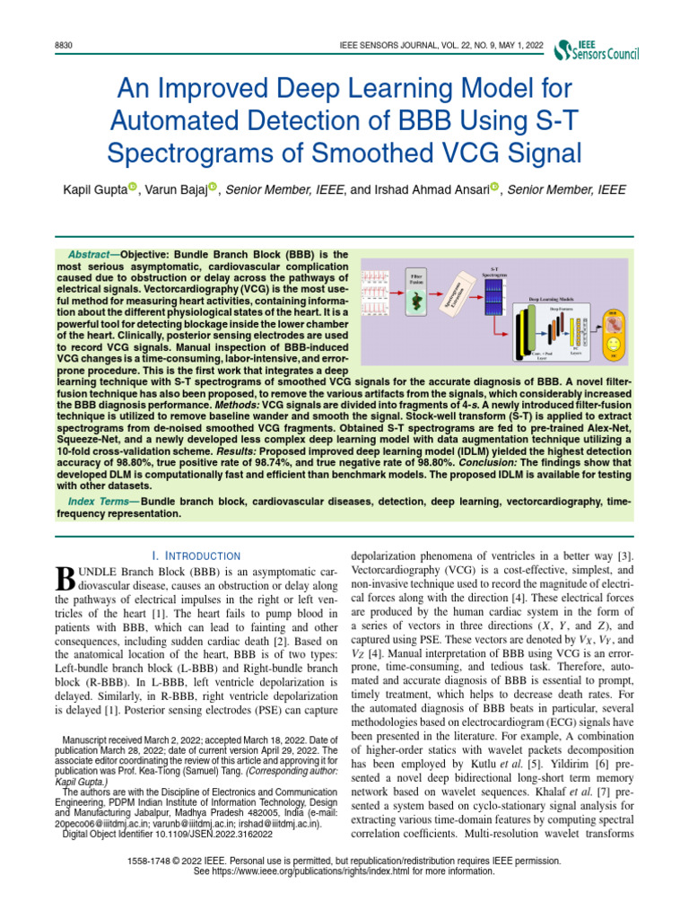 An Improved Deep Learning Model For Automated Detection of BBB Using ST Spectrograms of Smoothed ...