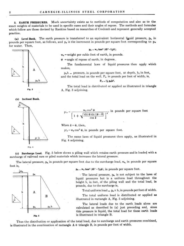 Sloped - Bank - Calculations - Retaining Wall Pressure | PDF