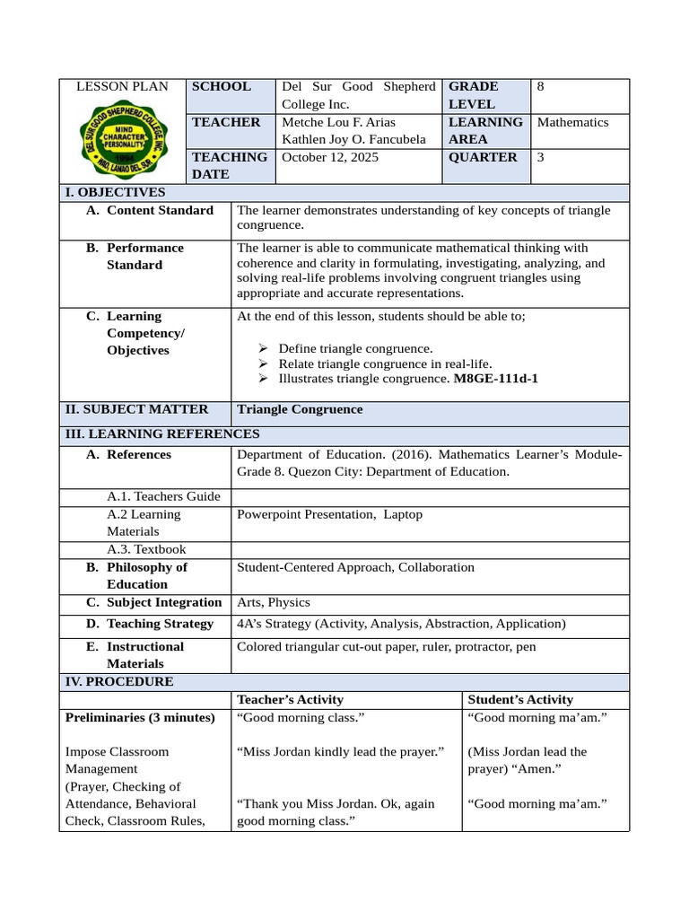 Lesson Plan Measurement Grade7 | PDF