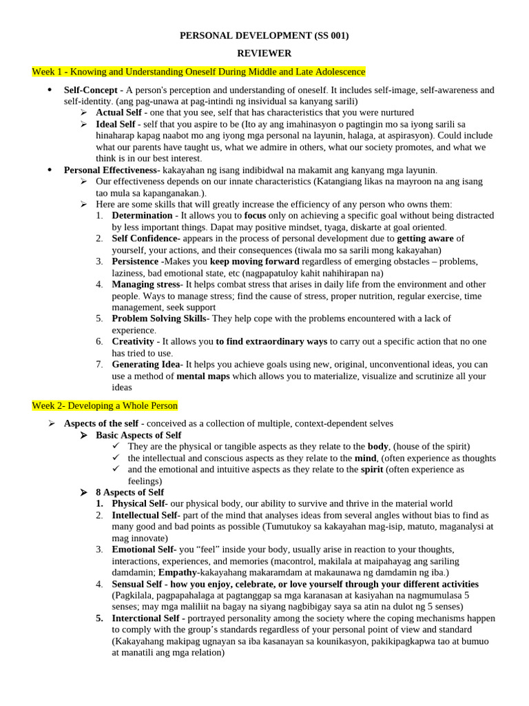 Personal Development Reviewer | PDF | Bulimia Nervosa | Brain