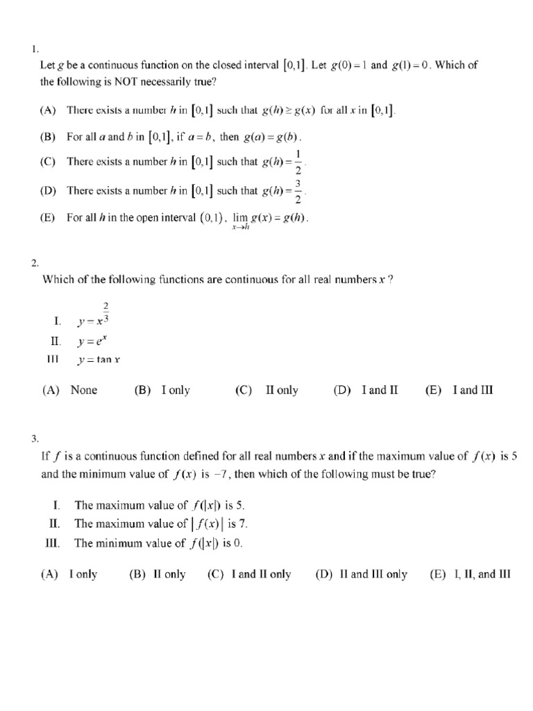 AP REVIEW - Limits & Continuity - Multiple Choice Questions | PDF | Number Theory | Teaching ...