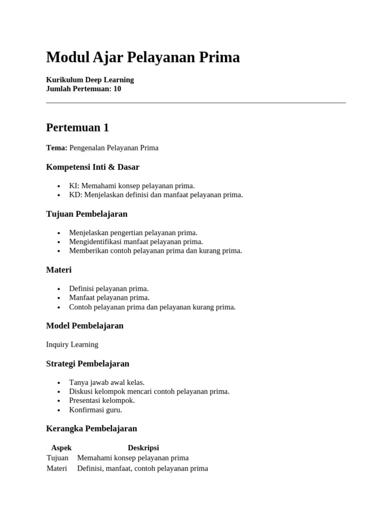Modul Ajar Pelayanan Prima CHAT GPT | PDF