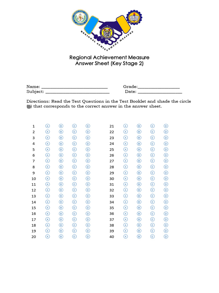 RAM Answer Sheet Key Stage 2 | PDF