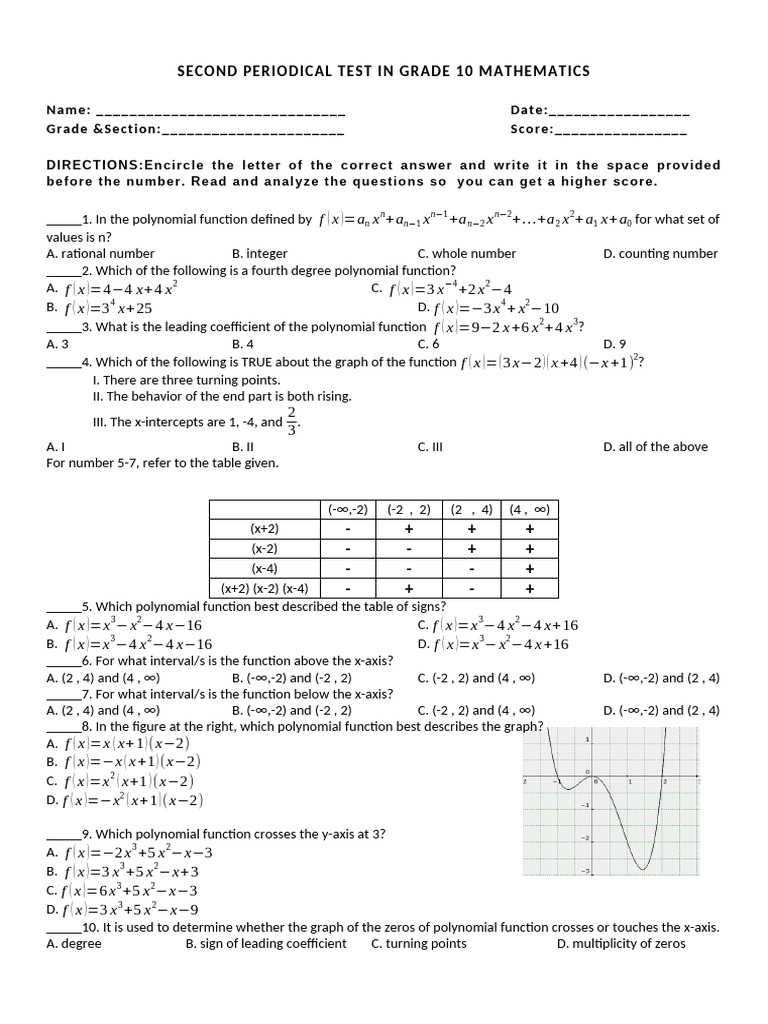 Grade 10 Math Periodical Test Answers | PDF | Circle | Tangent