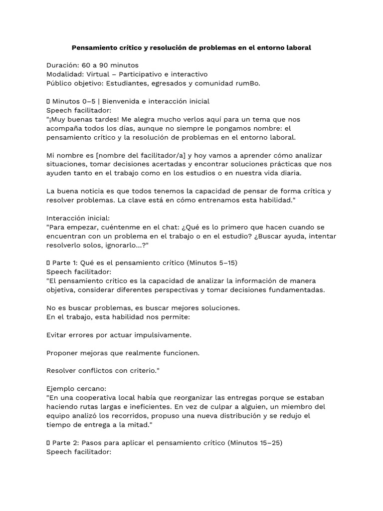 Pensamiento Crítico y Resolución de Problemas en El Entorno Laboral ...