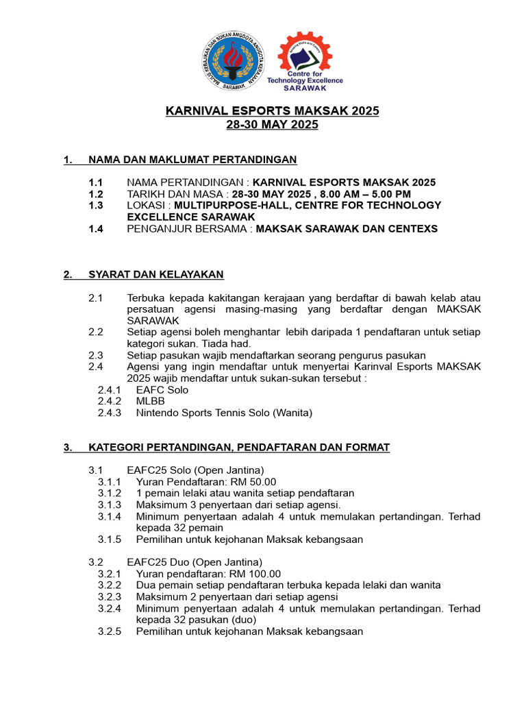 Syarat Dan Peraturan Karnival Maksak 2025 | PDF