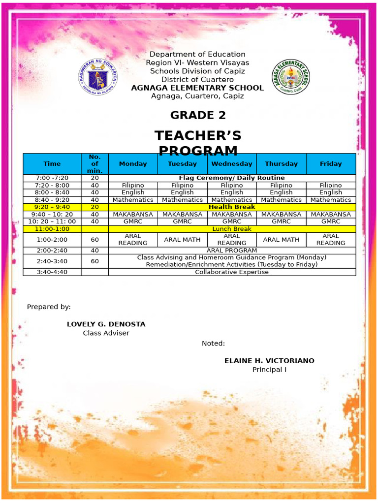 GRADE 2-CLASS PROGRAM Matatag Curriculum | PDF