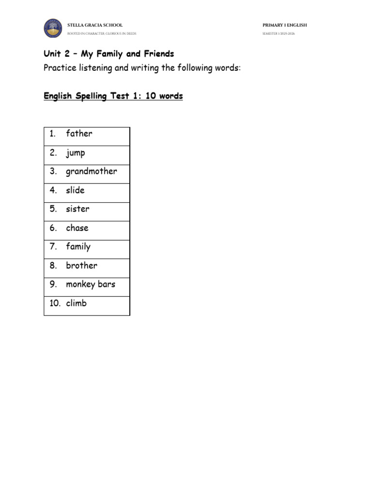 Spelling Practice Unit 2 | PDF