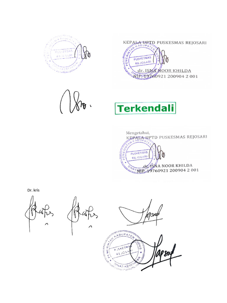 TTD, Paraf, Stempel DR Isna Blok | PDF