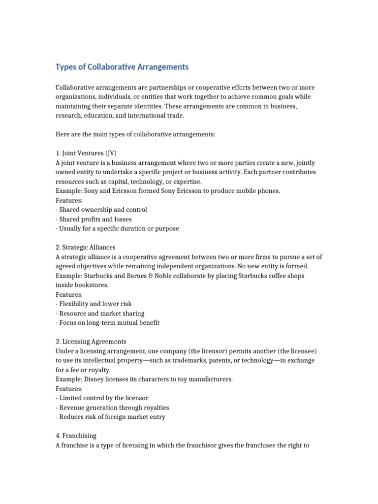 Types of Collaborative Business Models | PDF | Franchising | License