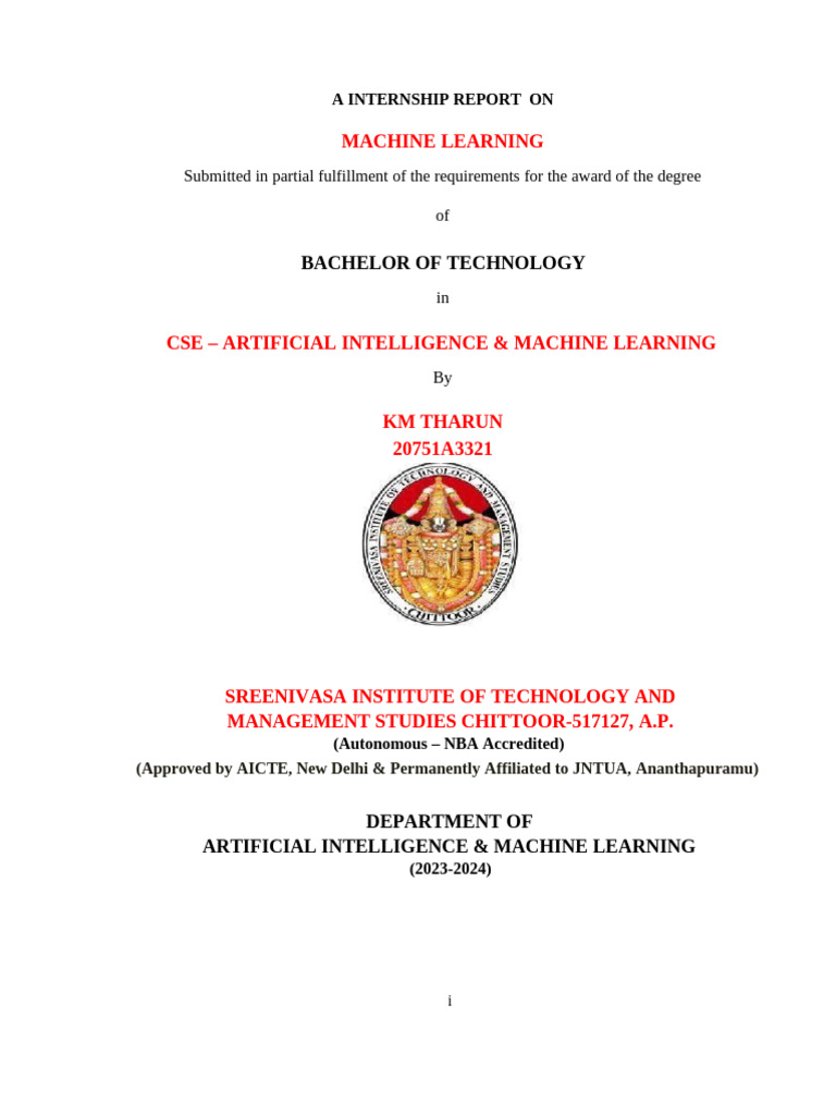 Machine Learning Internship Report | PDF | Eigenvalues And Eigenvectors ...