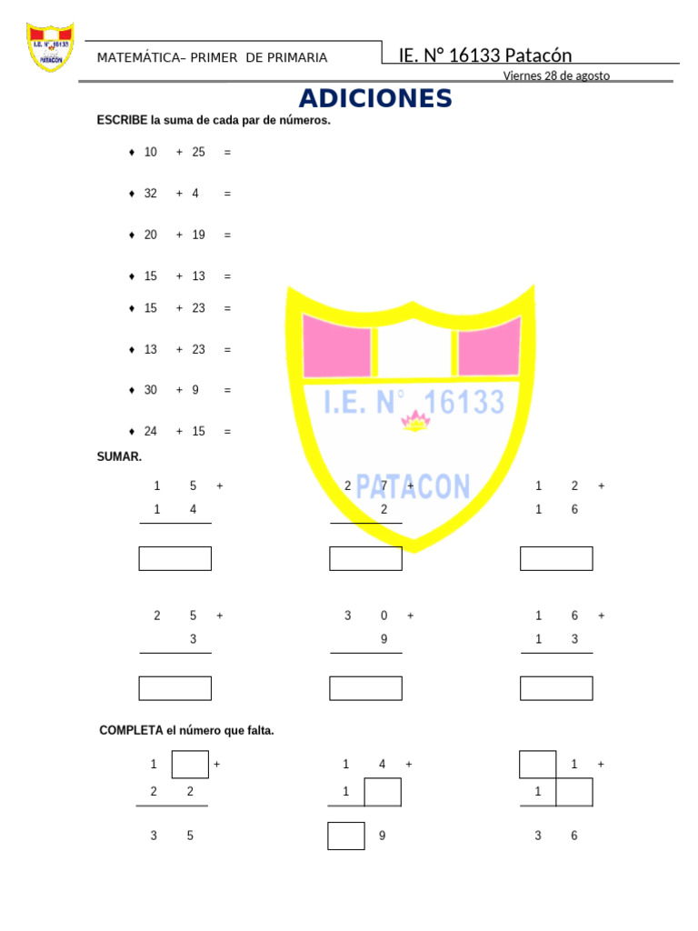 Sumas Hasta La Decena Practica II | PDF