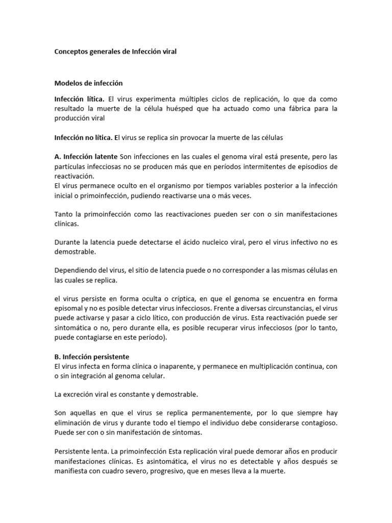 Tipos de Infección Viral y Efectos Celulares | PDF | Virus | Infección