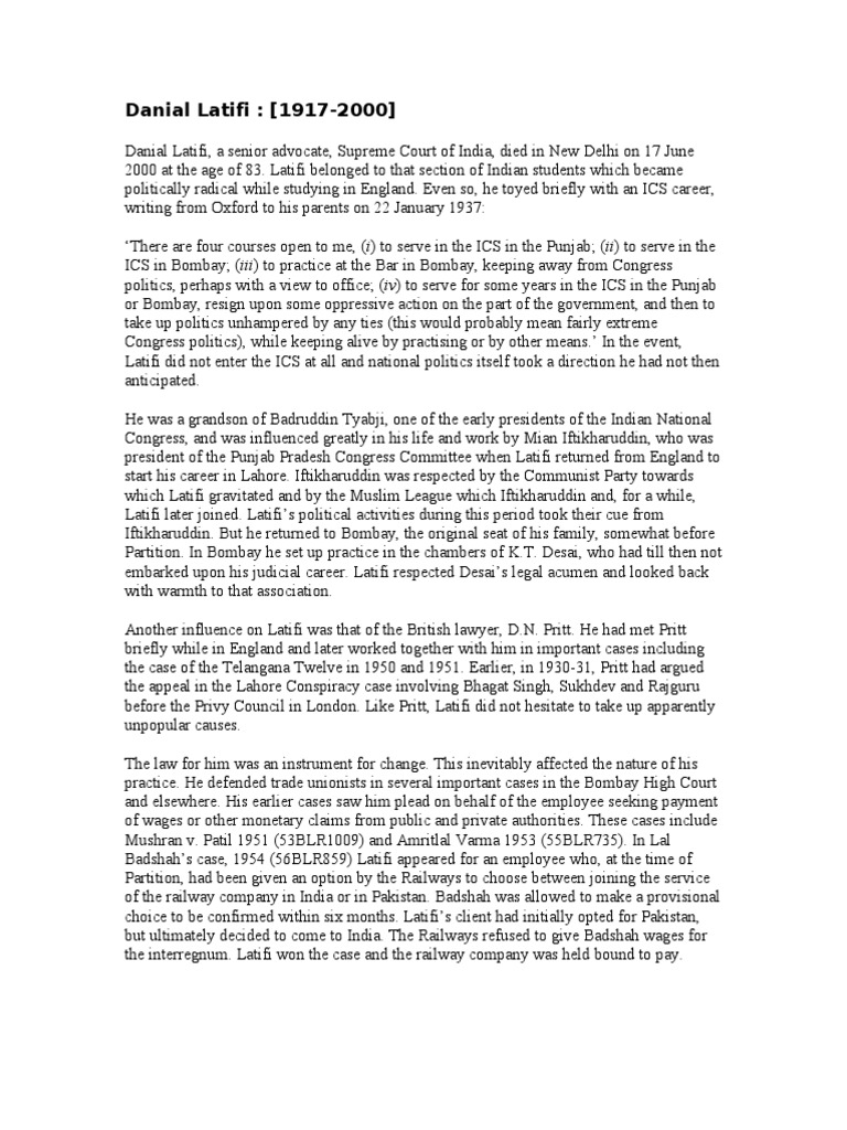 Danial Latifi | PDF | Indian National Congress | Advocate