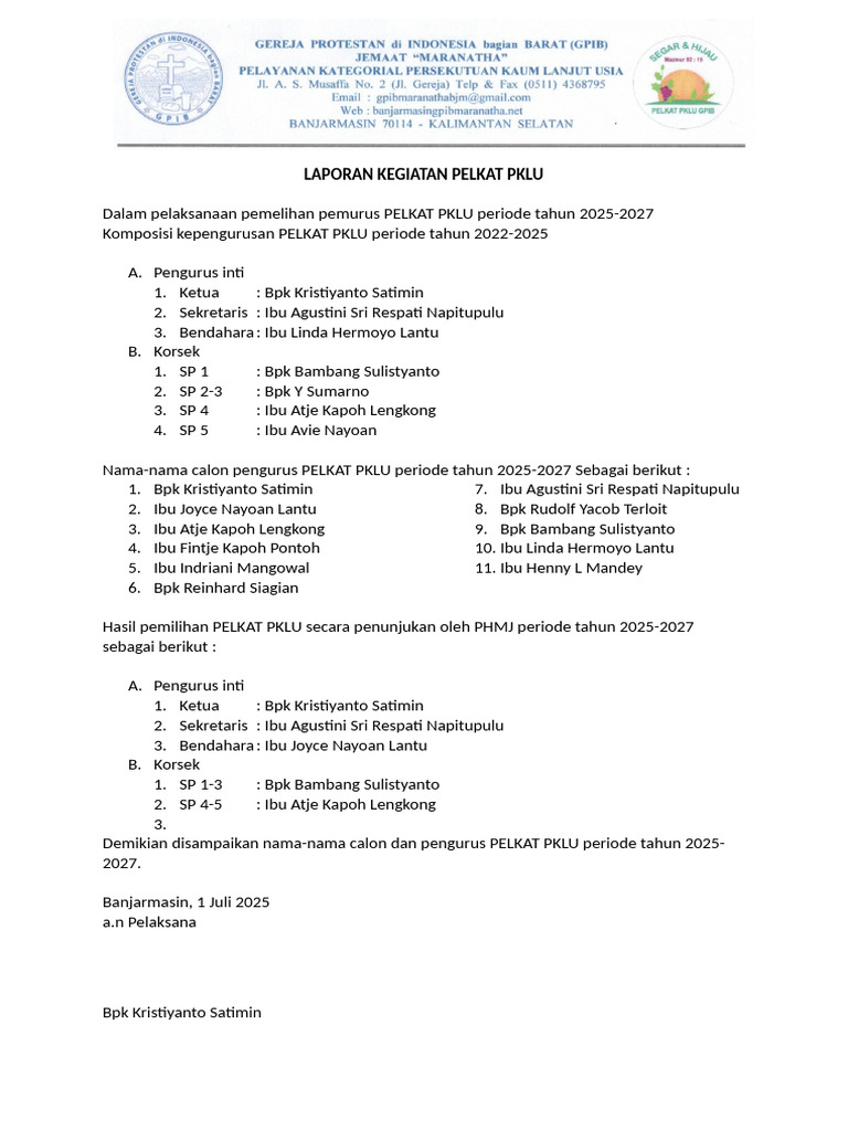 Laporan Kegiatan Pelkat Pklu | PDF