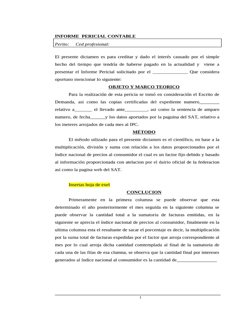 Informe Pericial Contable sobre Intereses | PDF