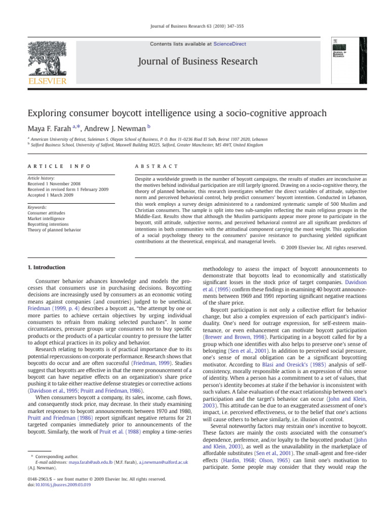 Farah2010 Subjective Norm | PDF | Attitude (Psychology) | Intention