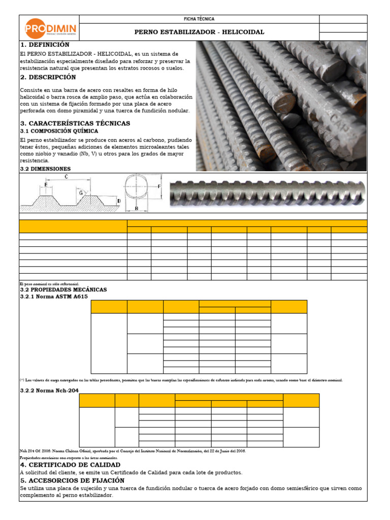 FT Perno Helicoidal | PDF | Tornillo | Metalurgia