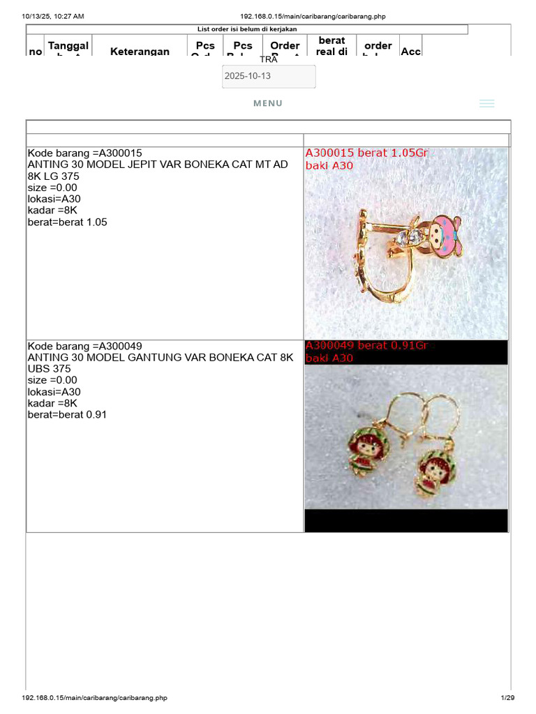Anting 30 Kadar 8K Model Variasi | PDF