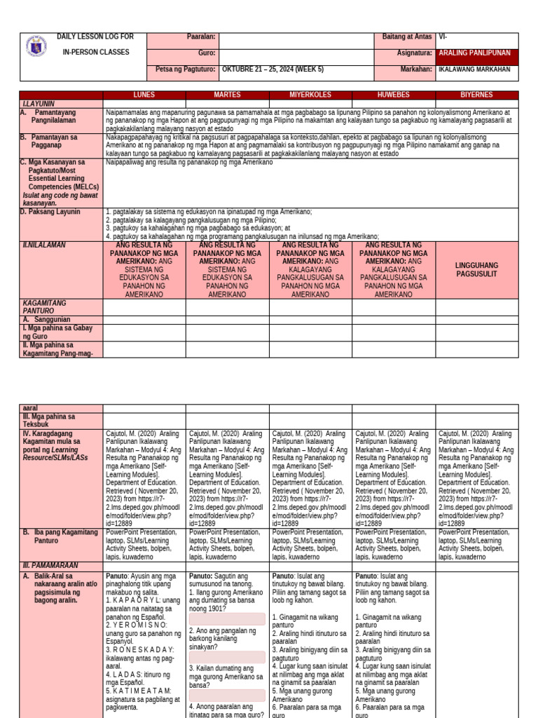 g6 q2w5 Dll AP (Melcs) | PDF