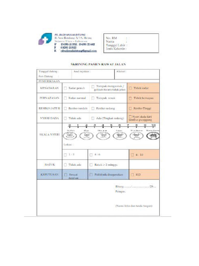 Form Skrining Pasien RJ | PDF