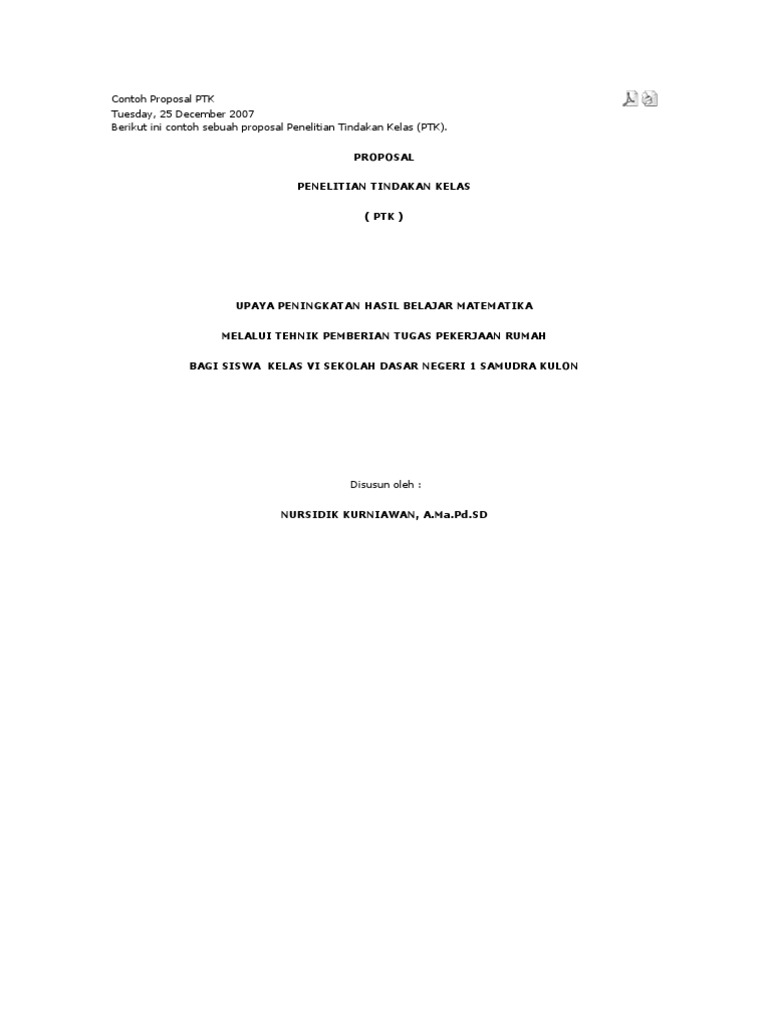Contoh Proposal PTK | PDF
