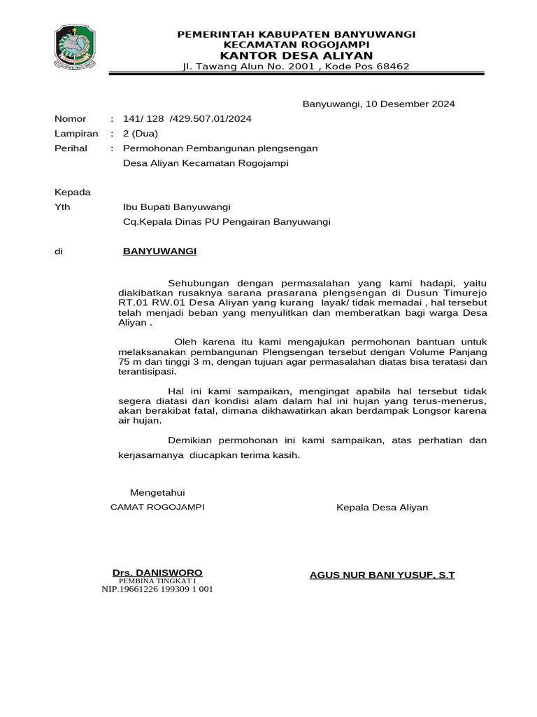 Permohonan PLENGSENGAN Dari Desa | PDF