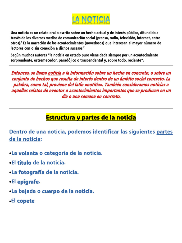 Estructura y características de la noticia | PDF | Noticias | Comunicación