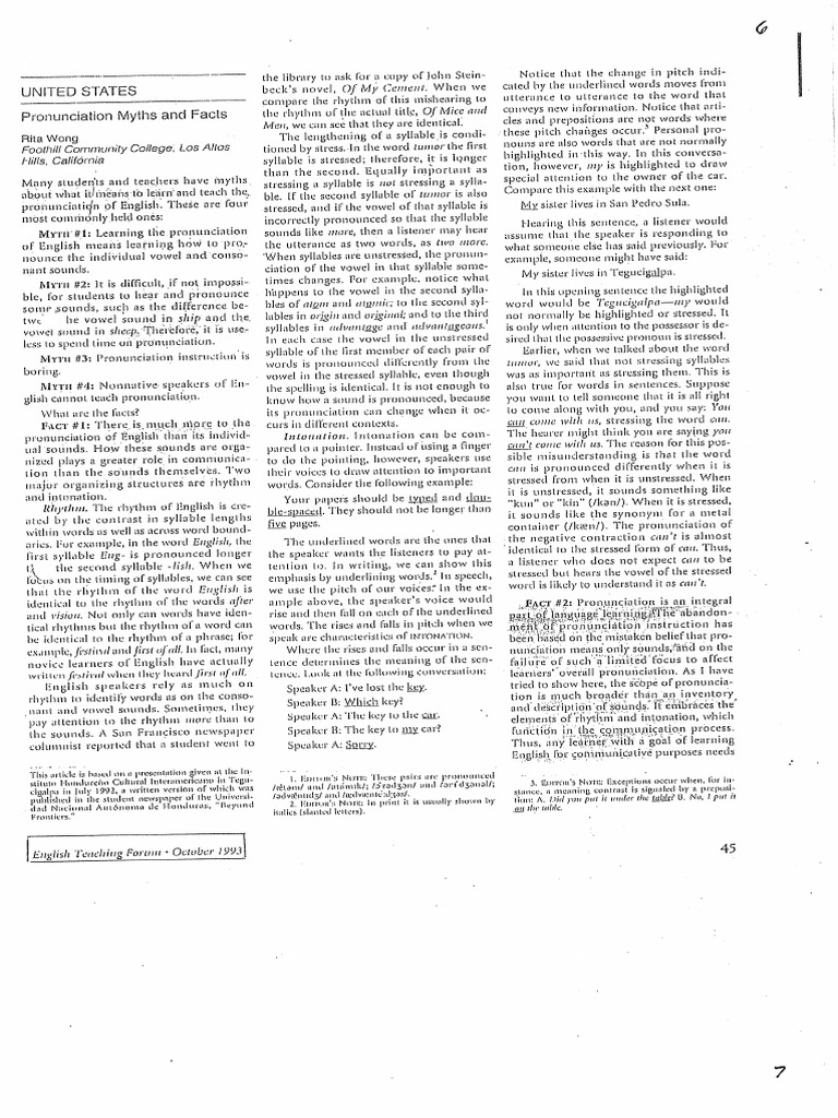 Pronunciation Muths and Facts | PDF