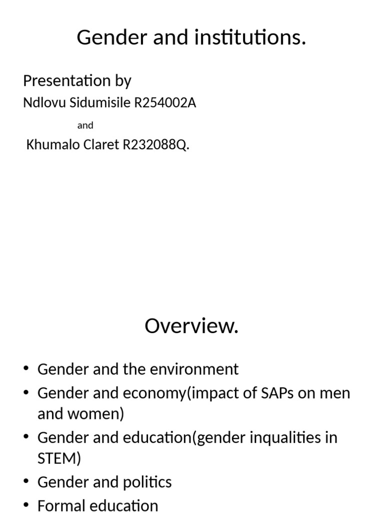 Gender and Institutions - 063836 | PDF | Gender | Gender Studies