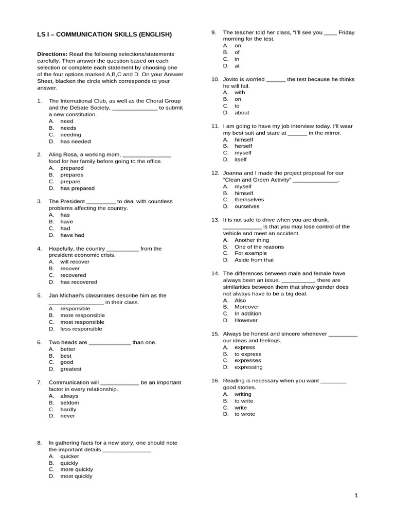 Communication Skills Assessment Guide | PDF | Body Image