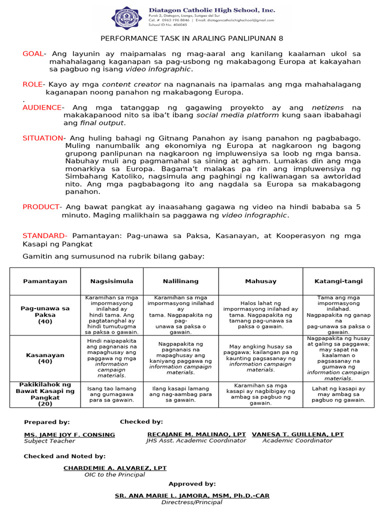 Performance Task in AP 8 q3 | PDF