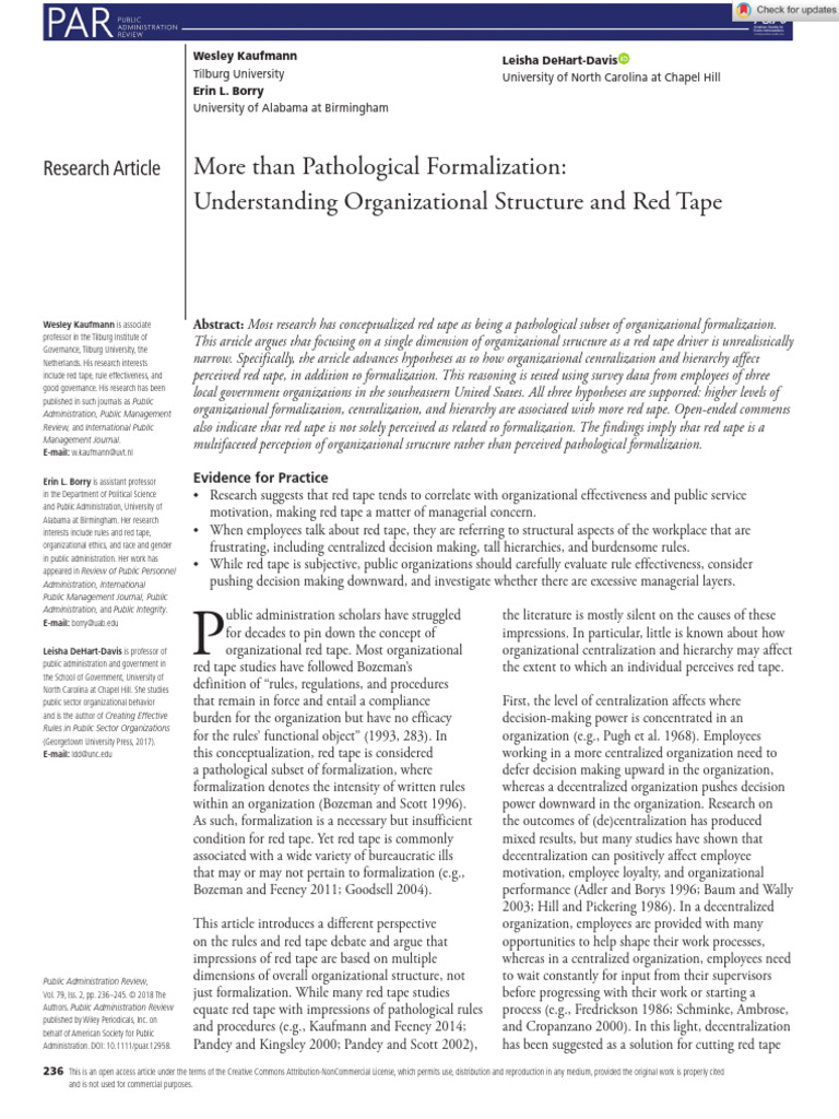 Understanding Red Tape in Organizations | PDF | Organizational ...
