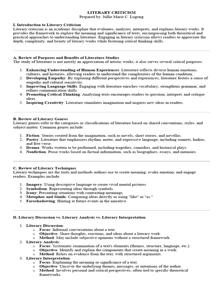 Literary Criticism Module 1 | PDF | Genre | Literary Criticism