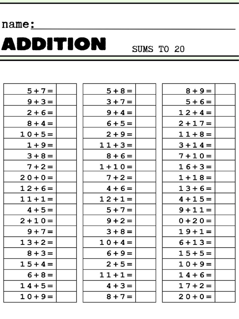 Addition Grade 1 | PDF