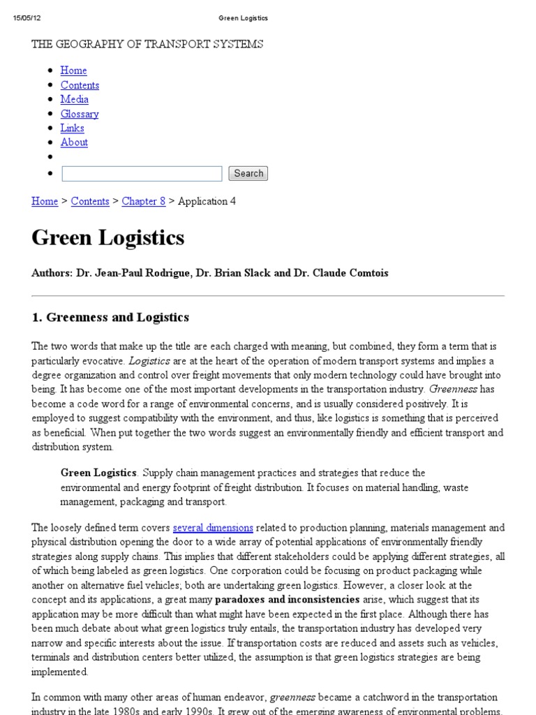 Green Logistics | PDF | Logistics | Supply Chain Management