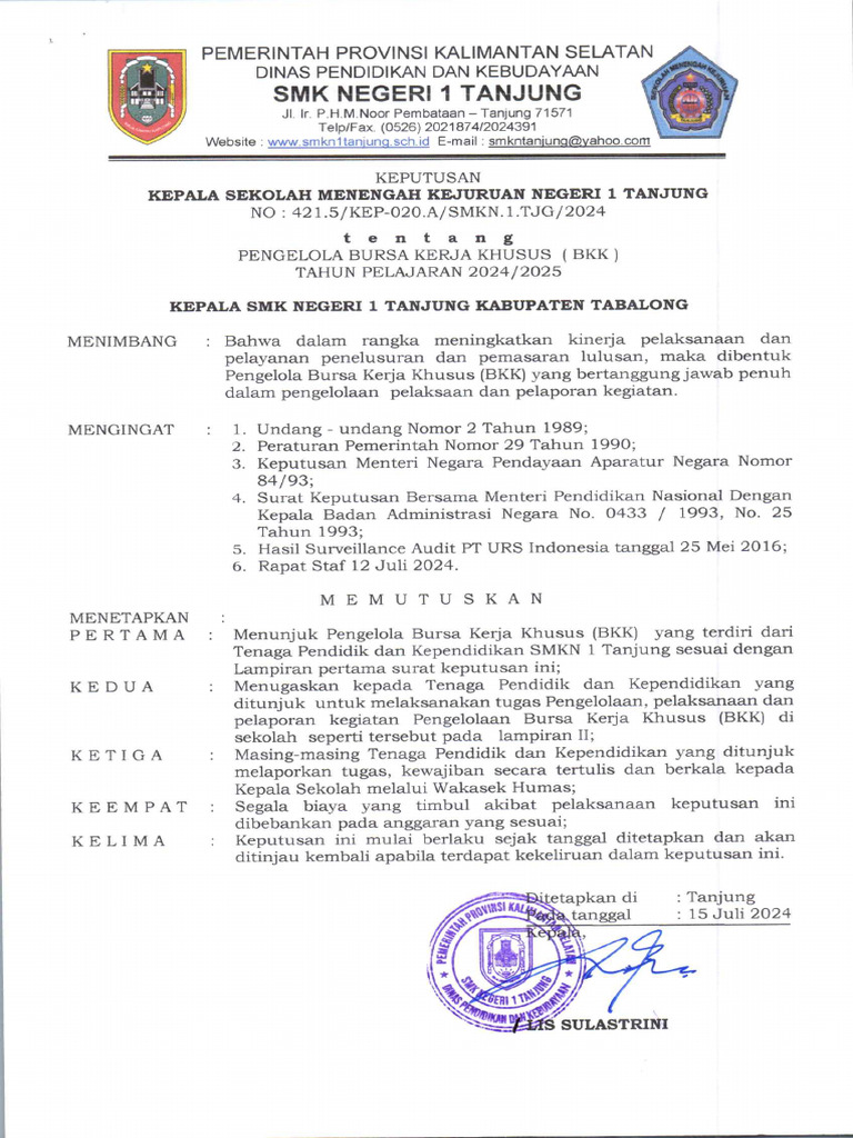 SK BKK Tp. 2024-2025 | PDF