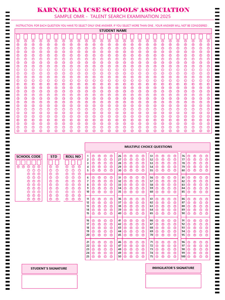 OMR Sheet Instructions for Students | PDF