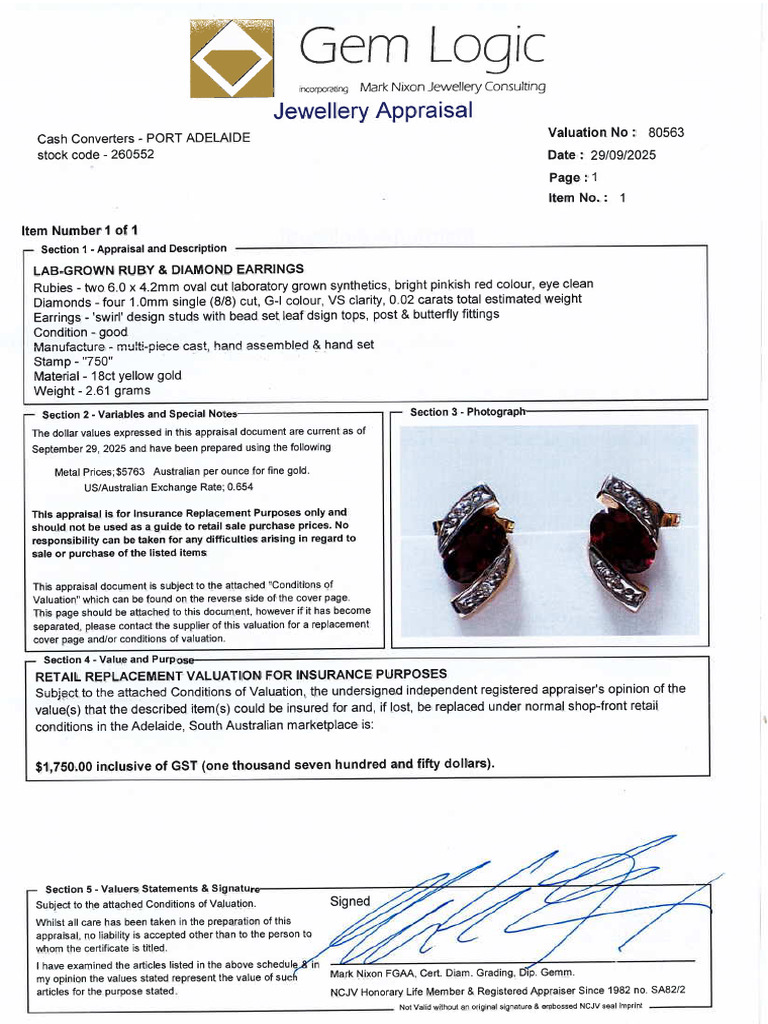 Clean Valuation Certificate 043200260552 | PDF