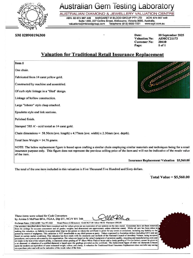 Clean Valuation Certificate 028900196300 | PDF